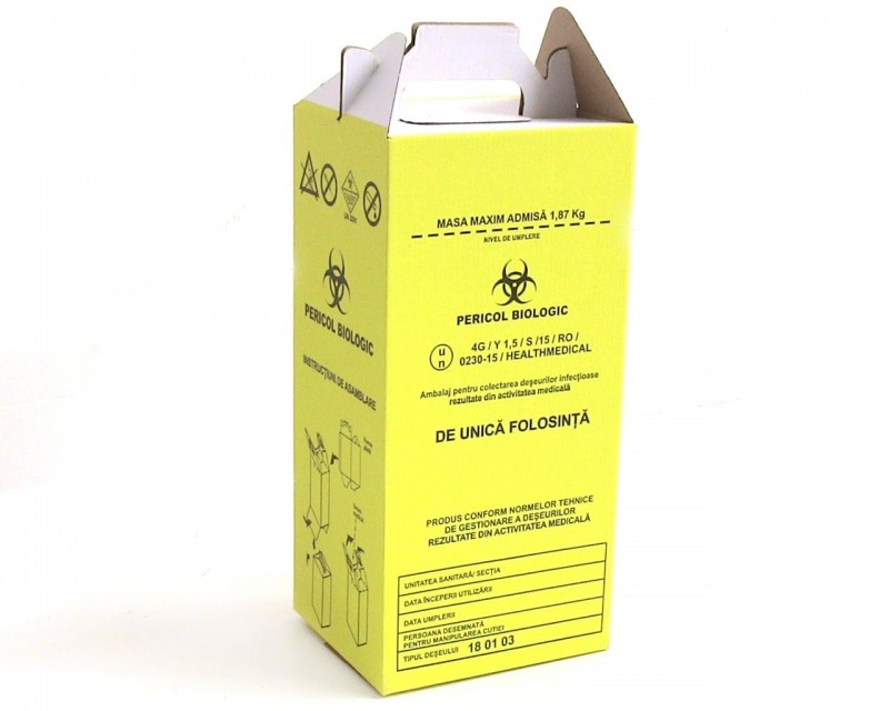 Cutii carton pentru deseuri infectioase 7.5 l, cu sac galben | Produse ...
