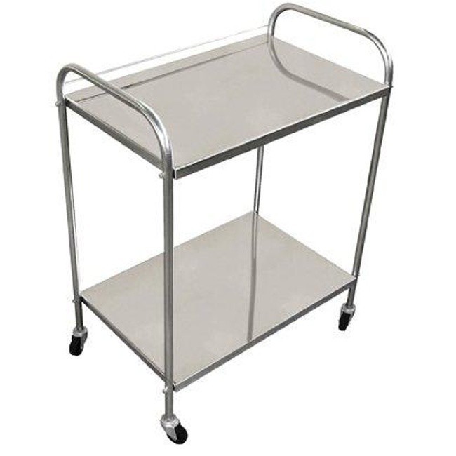 Masa instrumentar inox cu manere verticale si 2 blaturi | Produse medicale